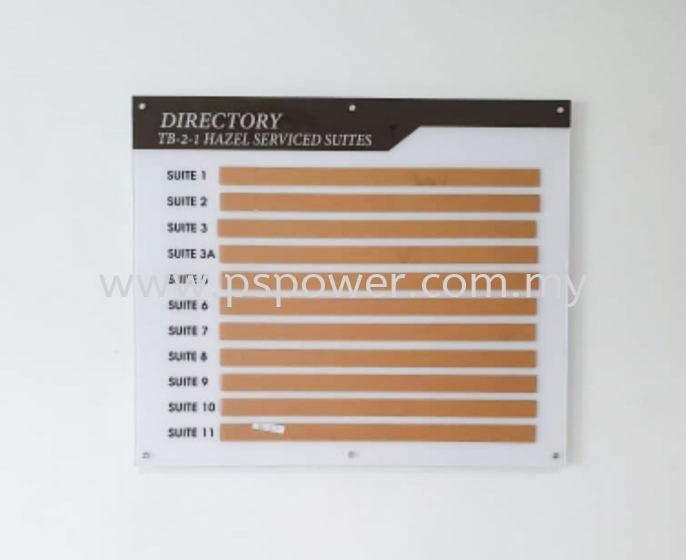 Acrylic Signage - Directory Board INDOOR SIGNAGE SIGNAGE Selangor ...