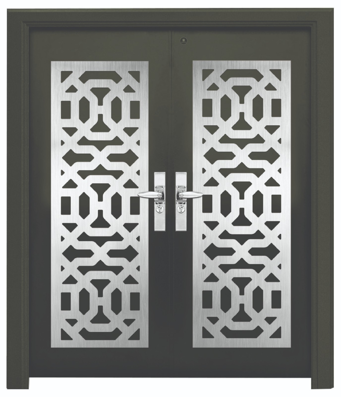 6FT Laser Cut RA055S 6ft X 7ft Dark Grey Color Double Wing Security 6ft-laser-cut-ra055s-6ft-x-7ft-dark-grey-color-double-wing-security