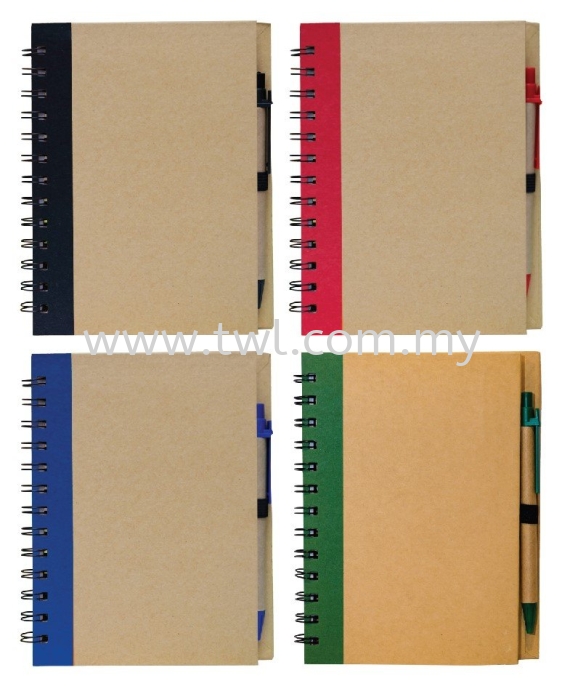 EC03 — ECO NOTEPAD BOOK COVER WITH PEN 170gsm (70 sheets) Necessaries ...
