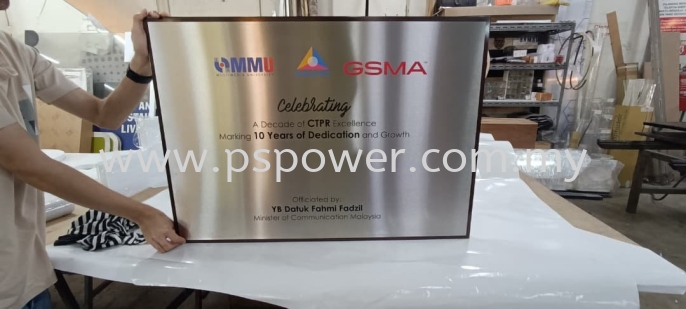 Opening ceremony signature plaque silver stainless steel OPENING ...