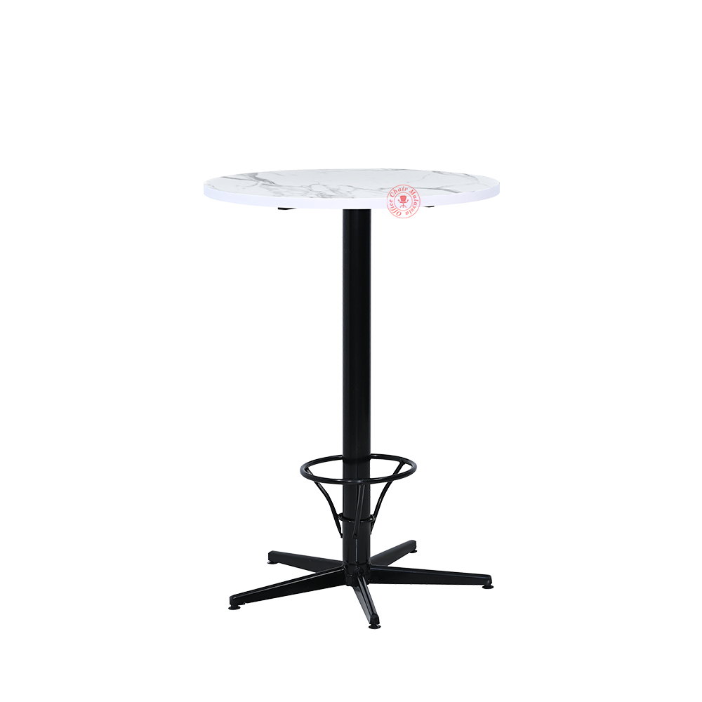 Marble White Round Bar Table MFC Board | Cafe Table | High Table ...