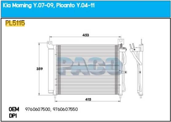 CONDENSER PACO - KIA PICANTO ' 08 ' PFC [ PL5115 ] [ KM2613 ] Car ...