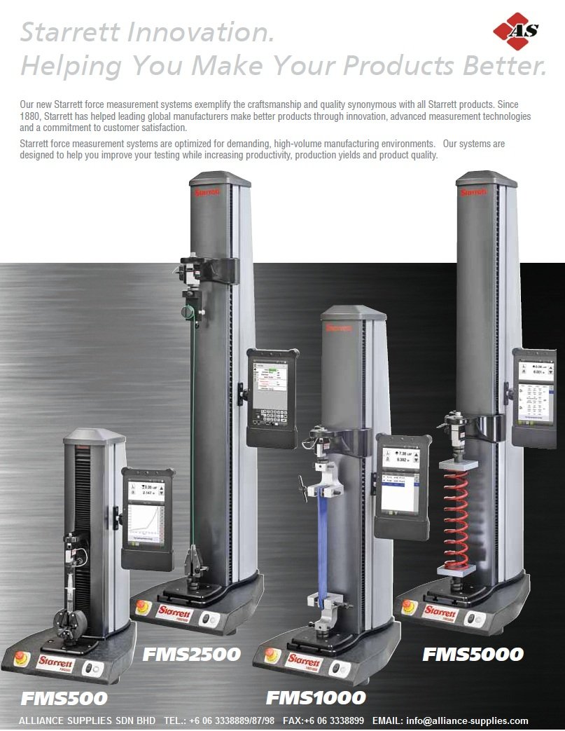 STARRETT Force Measurement System/ Motorized Test Stand Force Gauges ...