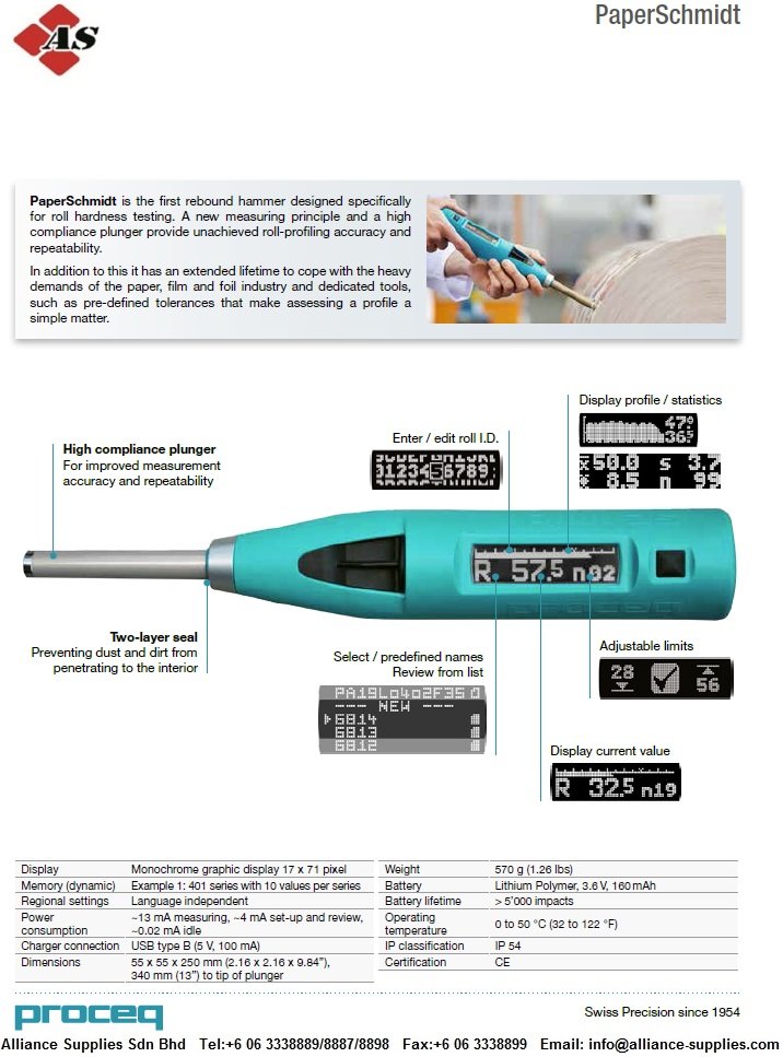 PROCEQ Proceq Paper Schmidt - Roll Hardness Tester (Rebound Hammer ...