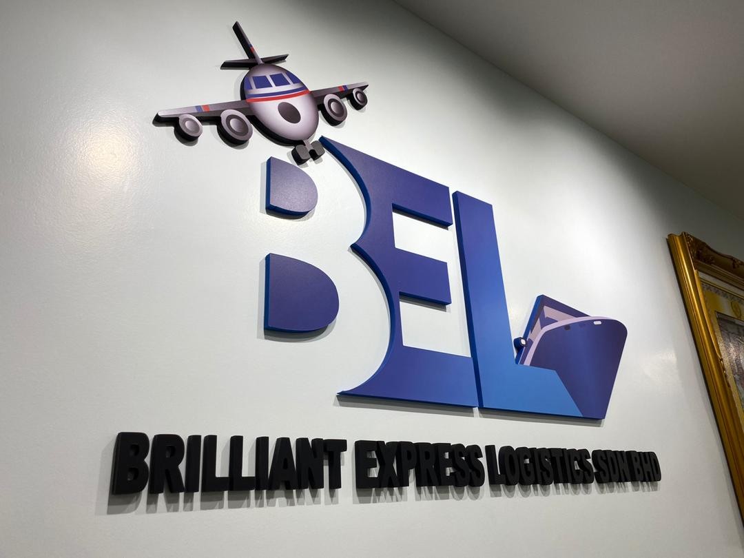 3D Box Up Indoor Company Logo Signage | Office Pejabat Front Desk ...