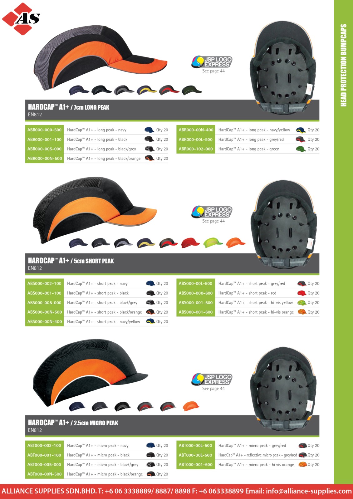 JSP Hardcap A1 Specialist Bump Caps JSP Head Protection Bump Caps JSP ...