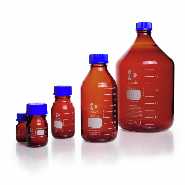 Duran Laboratory Bottles, Amber, with Din Thread, Graduated c/w Local ...