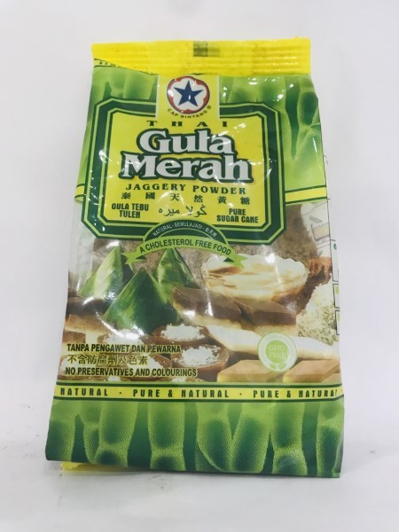 Cap Bintang Thai Pure Sugar Cane Jaggery Powder 500g 泰国天然黄糖 Thai Gula ...