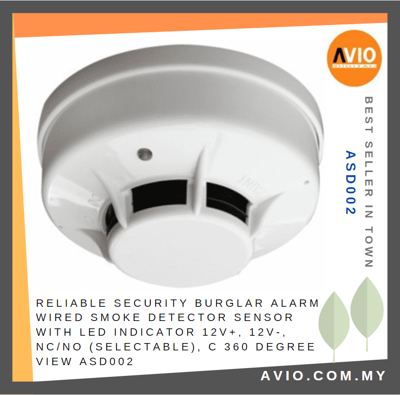 Reliable Security Burglar Alarm Wired Smoke Detector Sensor with LED ...