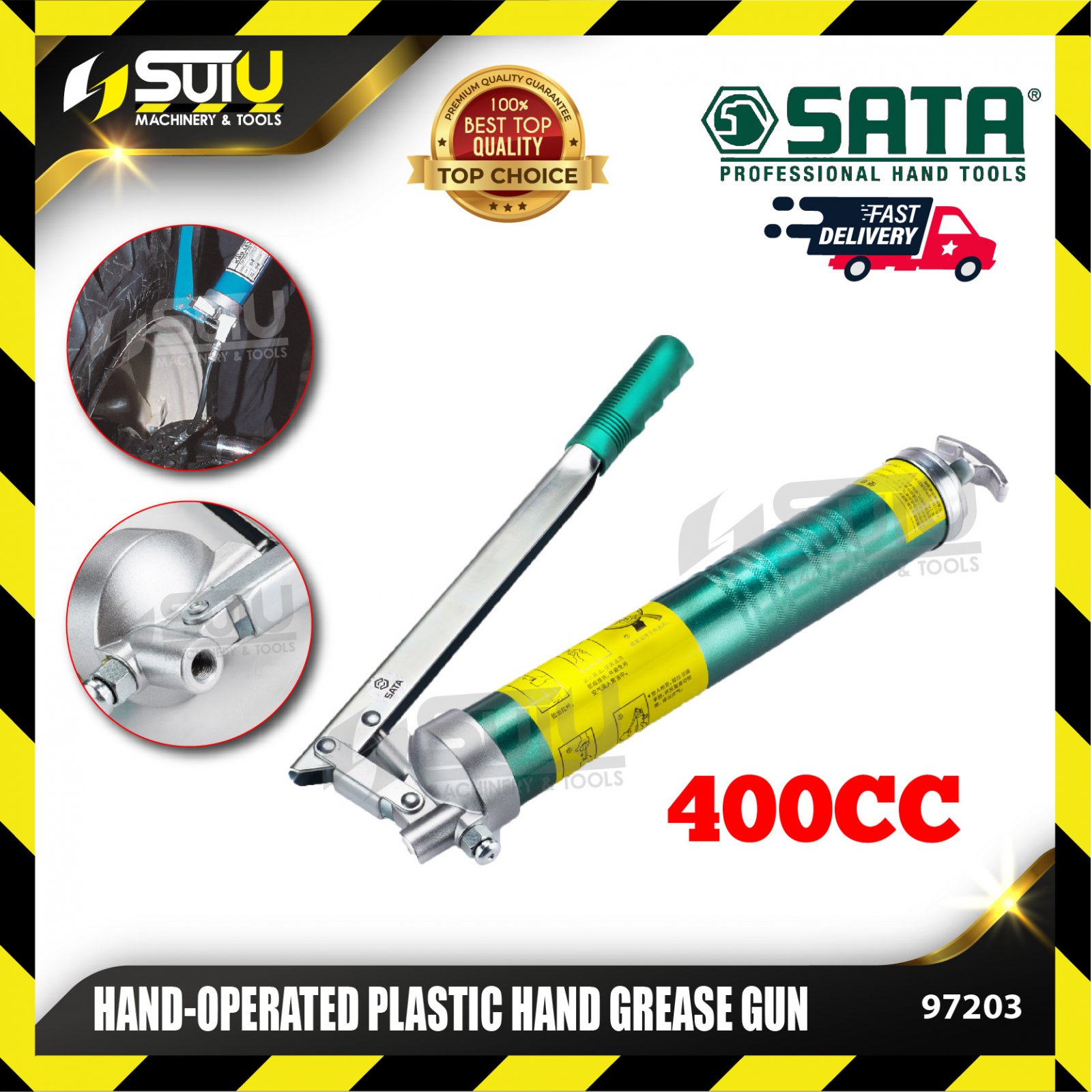 SATA 97203 Hand-Operated Plastic Handle Grease Gun 400cc General Series ...