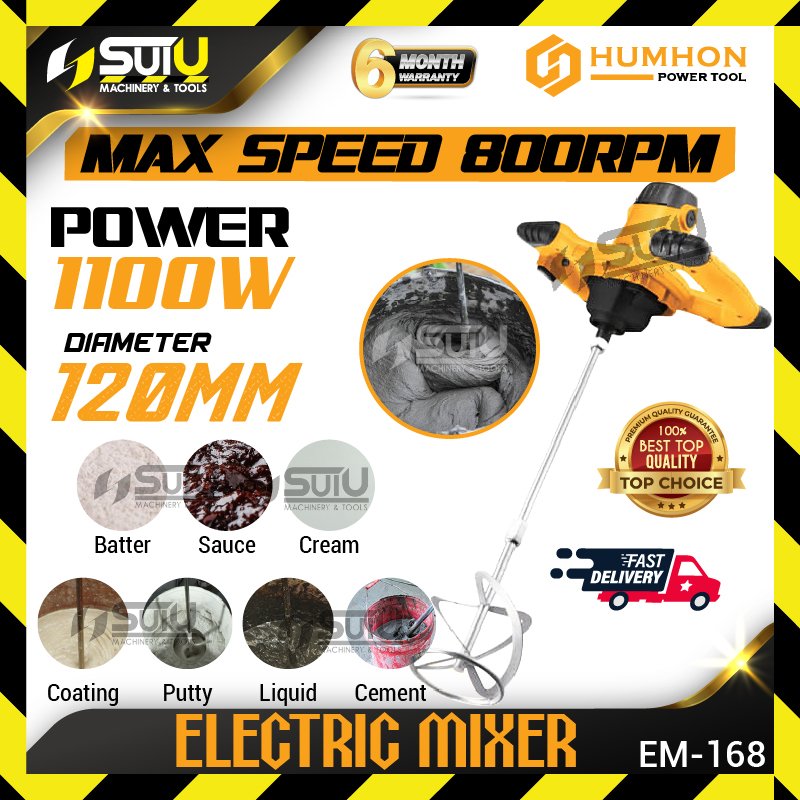 HUMHON EM168 / EM-168 Electric Mixer 1100W 800RPM Electric Mixer Power ...