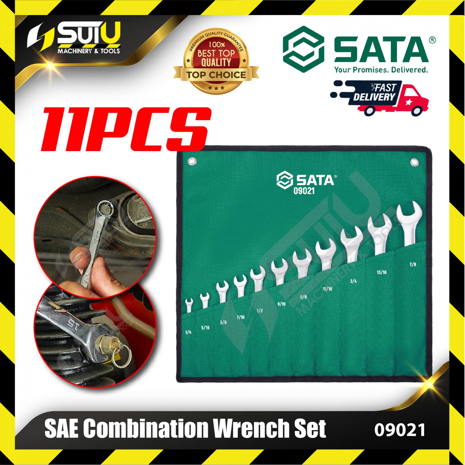 SATA 09021 11 Pc. SAE Combination Wrench Set Spanner & Wrench Series ...