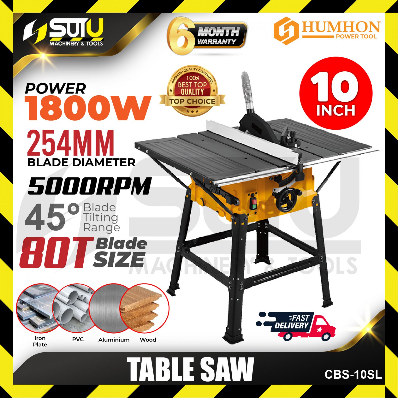 HUMHON CBS10SL / CBS-10SL 10" Table Saw 1800W 5000RPM Mitre Saw , Table ...