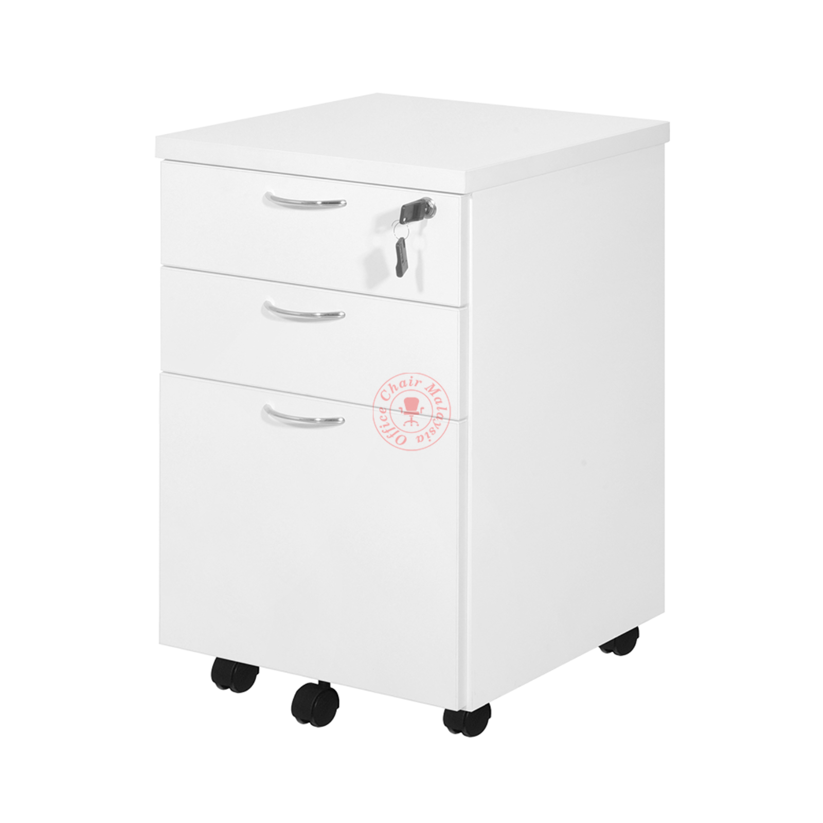 Full White Mobile Pedestal 2D1F With Lock / Office Drawer / Side Drawer ...