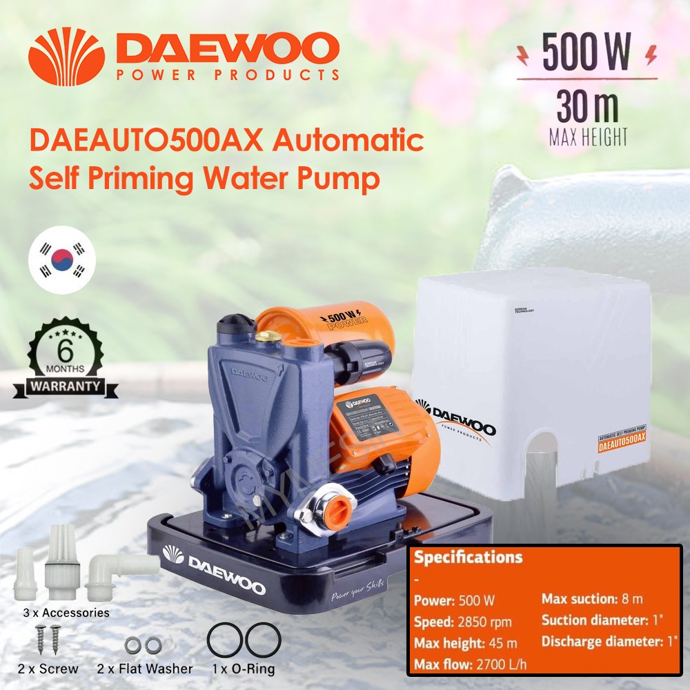 Daewoo DAEAUTO500AX Automatic Self-Priming Water Pump / Home Booster ...