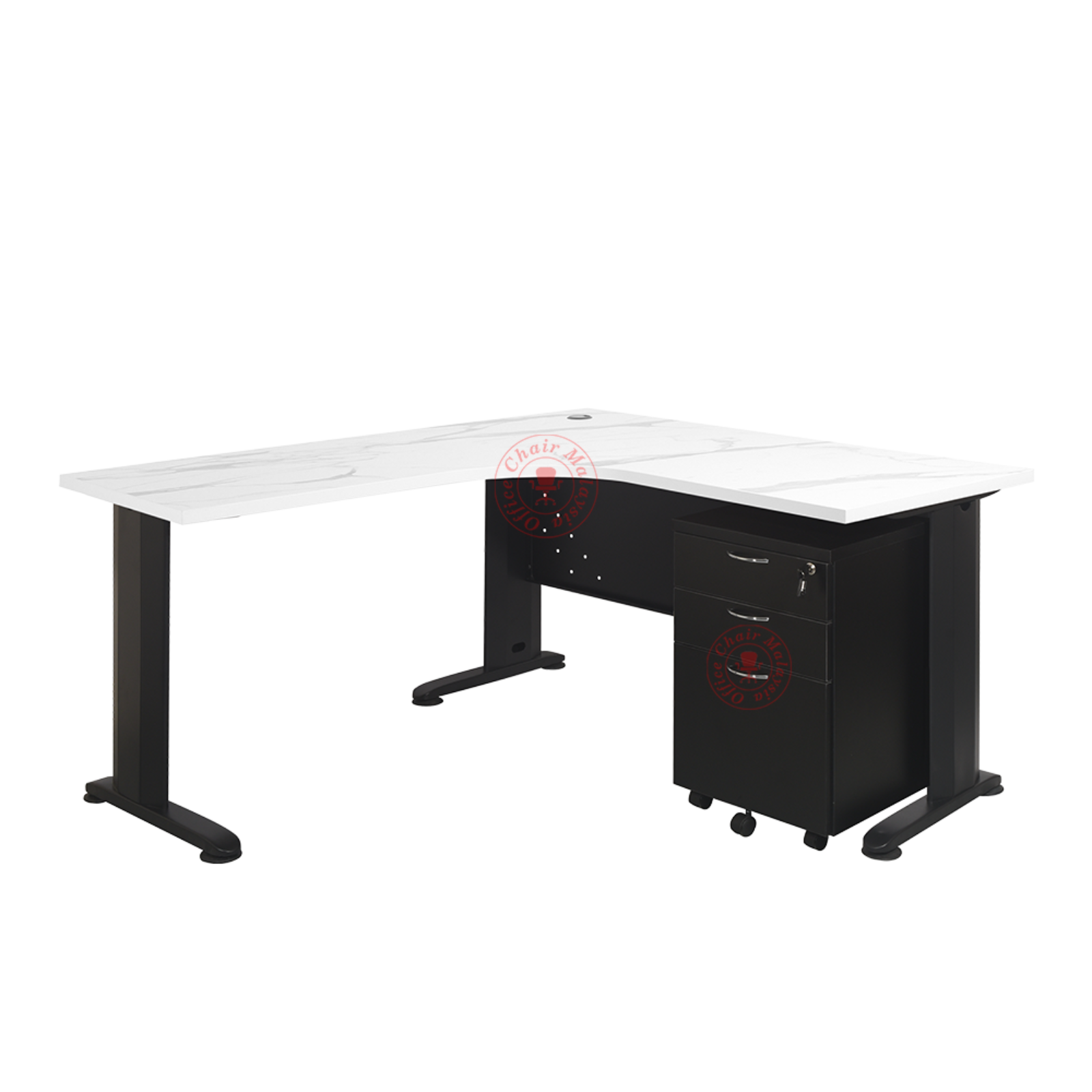 L-Shape 1500mm X 1500mm Office Table C/w Mobile Pedestal 2D1F | Meja ...