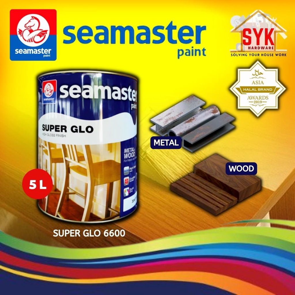 SYK Seamaster Super Glo 6600 (5 Liter) High Gloss Finish Cat Minyak ...