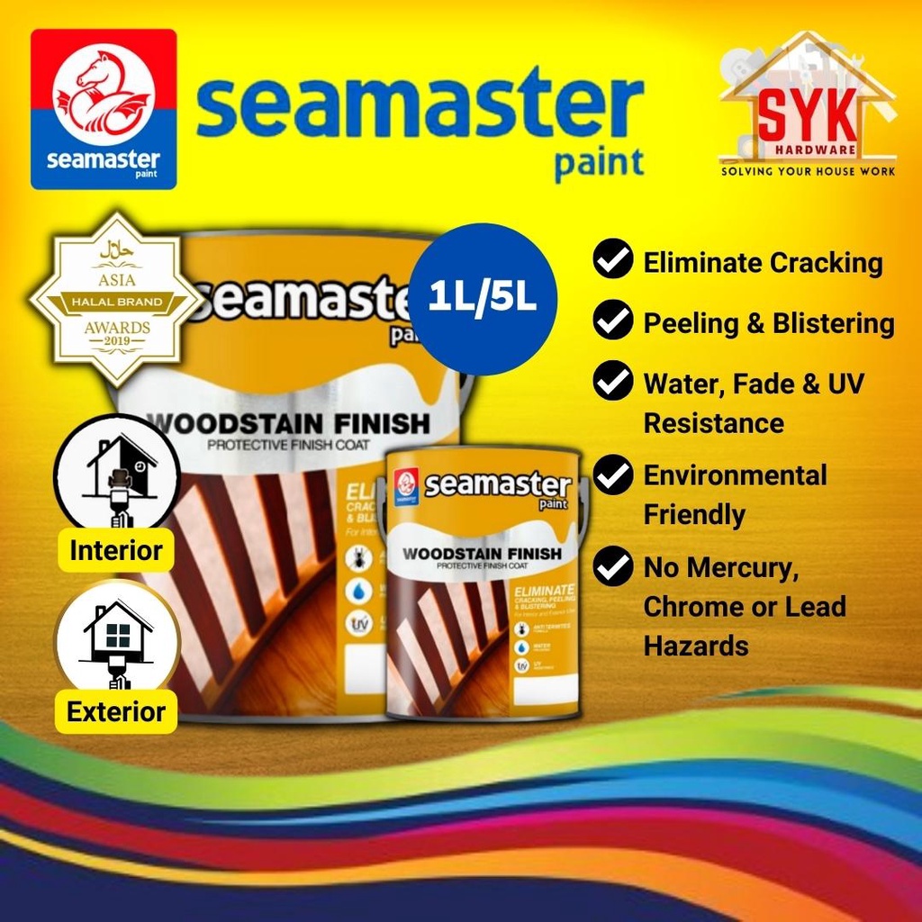 SYK SEAMASTER PAINT (1L/5L) Cat Kayu Syelek Wood Paint Door Paint Wood ...