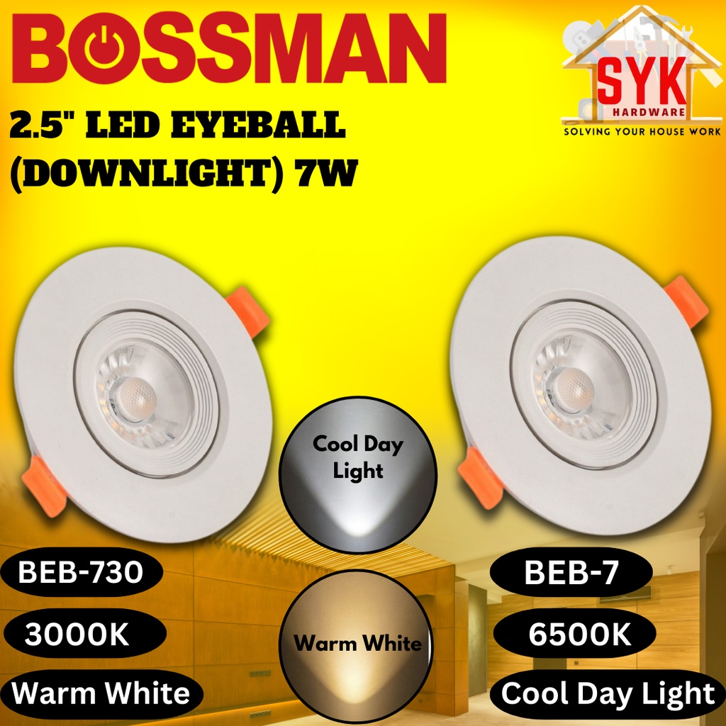 SYK Bossman BEB-730 BEB-7 LED Eyeball Downlight 7W 2.5 Cut Hole Round ...