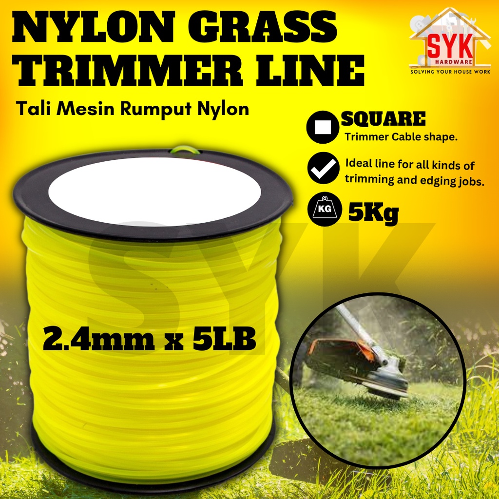 SYK 2.4mm 5LB 5Kg Nylon Grass Trimmer Line Heavy Duty Brush Cutter ...