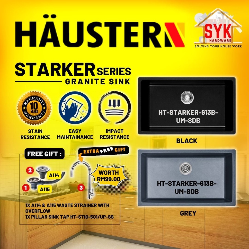 SYK (FREE SHIPPING) RUBINE Haustern HT-STARKER-613B-UM-SDB Undermount ...