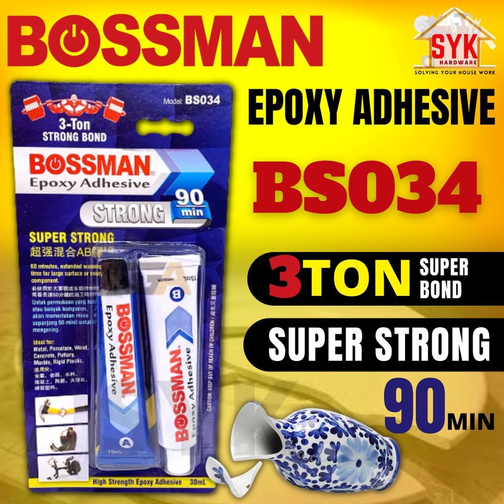 SYK Bossman BS034 3 Ton Super Strong Adhesive Glue Epoxy Strong (Super ...