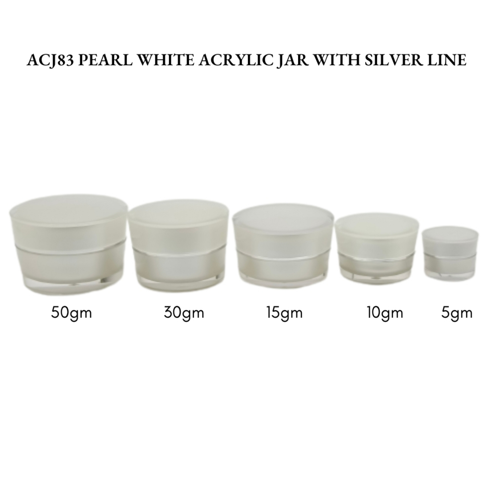 ACJ83 PEARL WHITE ACRYLIC JAR, PEARL WHITE CAP SILVER LINE Acrylic ...