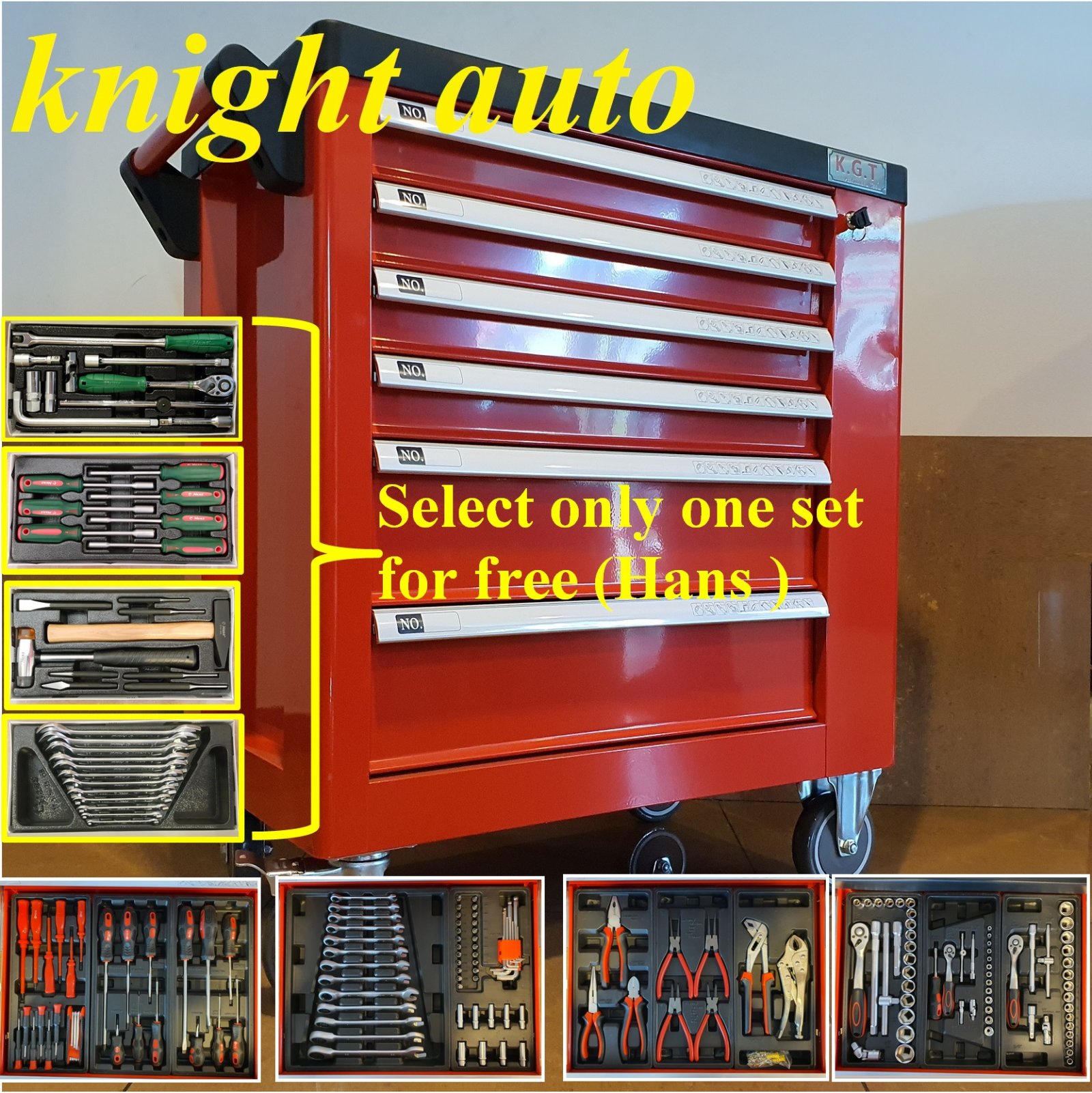 KGT 208pcs 6 Drawer Tool Cart with Tools Roller Cabinet ID37275 Cabinet ...