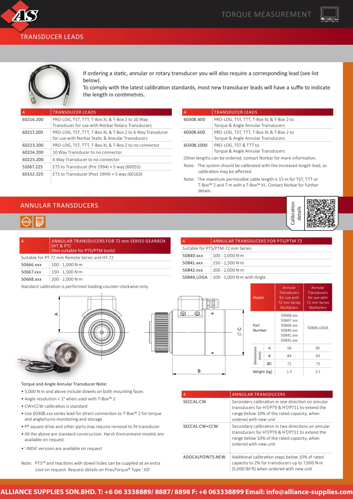 NORBAR Transducer Leads / Annular Transducers NORBAR Torque Measurement ...