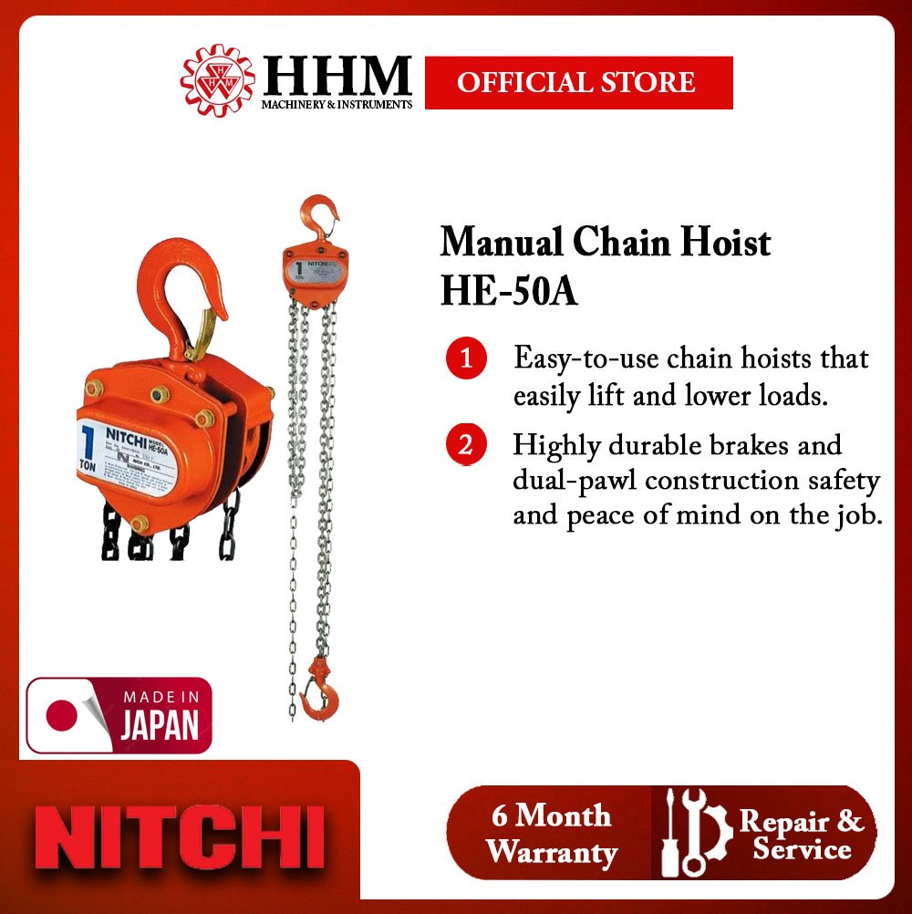 NITCHI Manual Chain Hoist HE-50A Manual Chain Hoist Material Handling ...