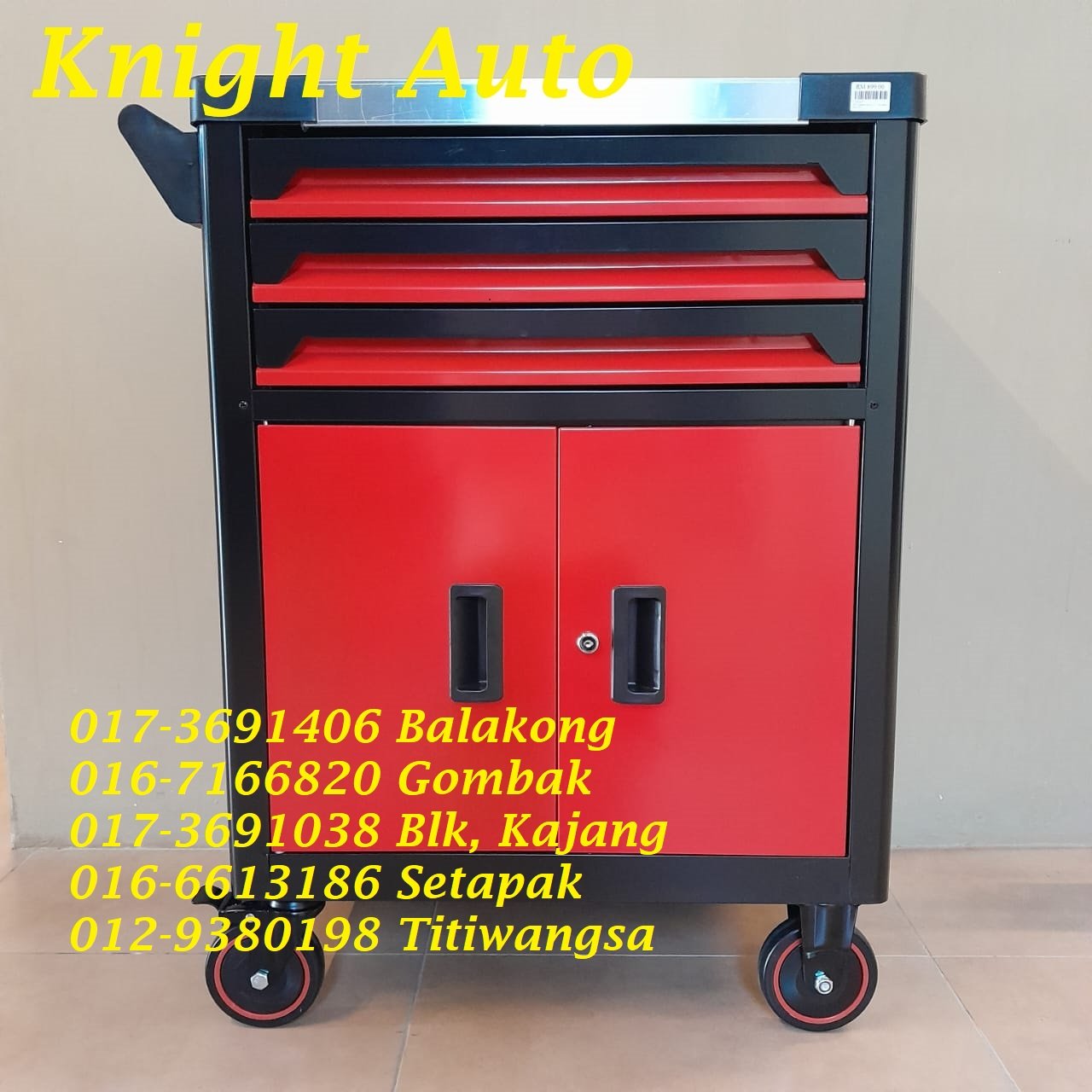 KGT 3 Drawer tools box X-73 (Top stainless steel with 3pcs accessories ...