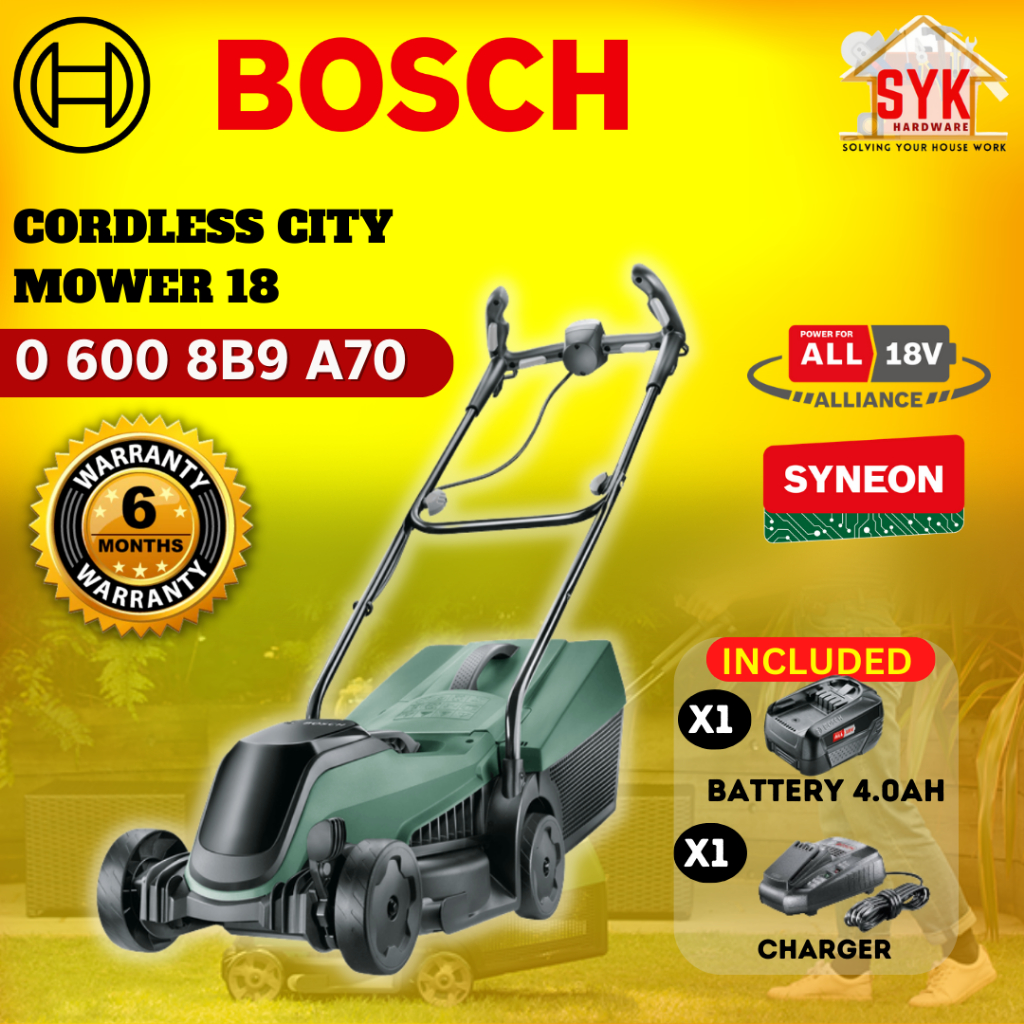 SYK Bosch Cordless Lawn Mower 18v Lawn Mower Battery Machine Gardening ...