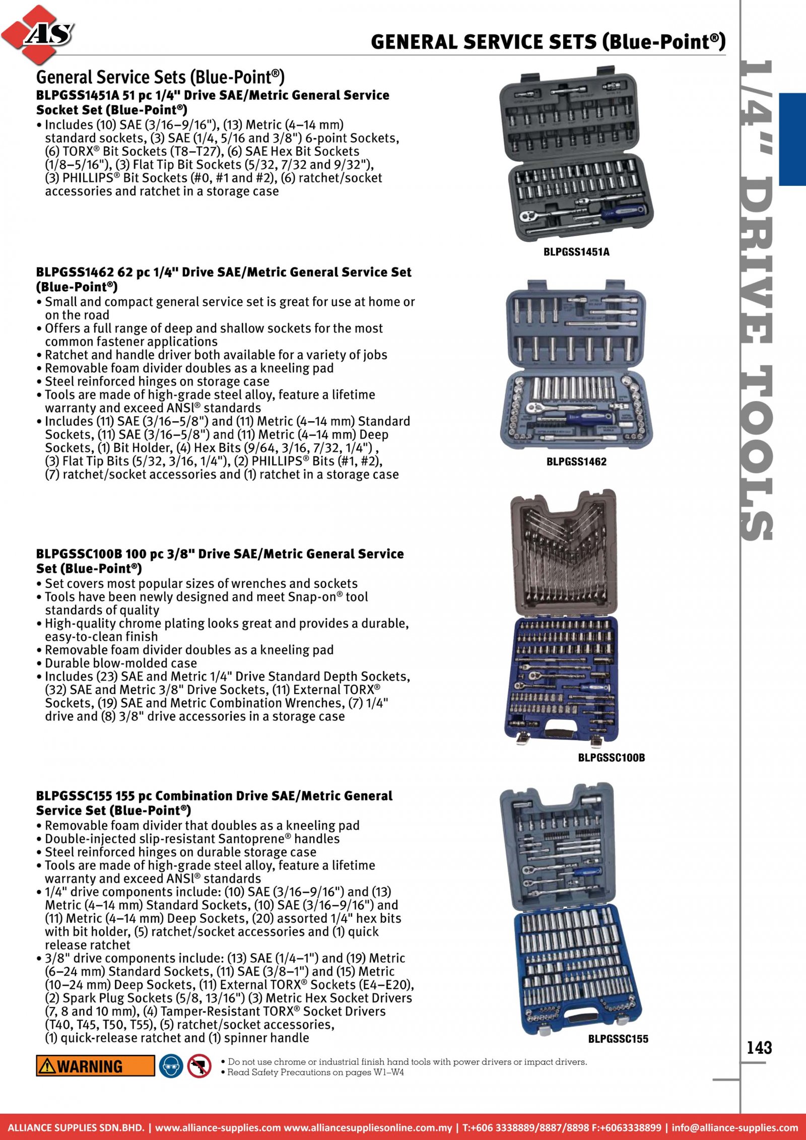 SNAP-ON 1/4" Drive Tools - General Service Sets (Blue-Point®) SNAP-ON 1 ...