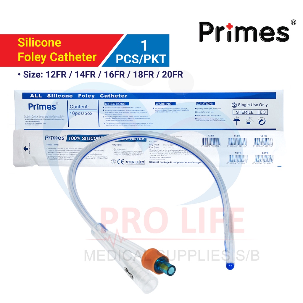 Aros / Primes Silicone Foley Catheter 12FR 14FR 16FR 18FR 20FR Perak ...