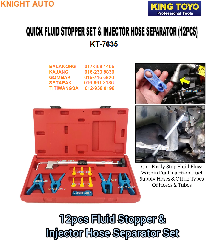 King Toyo KT-7635 12pcs Fluid Line Stopper Set & Injector Hose ...