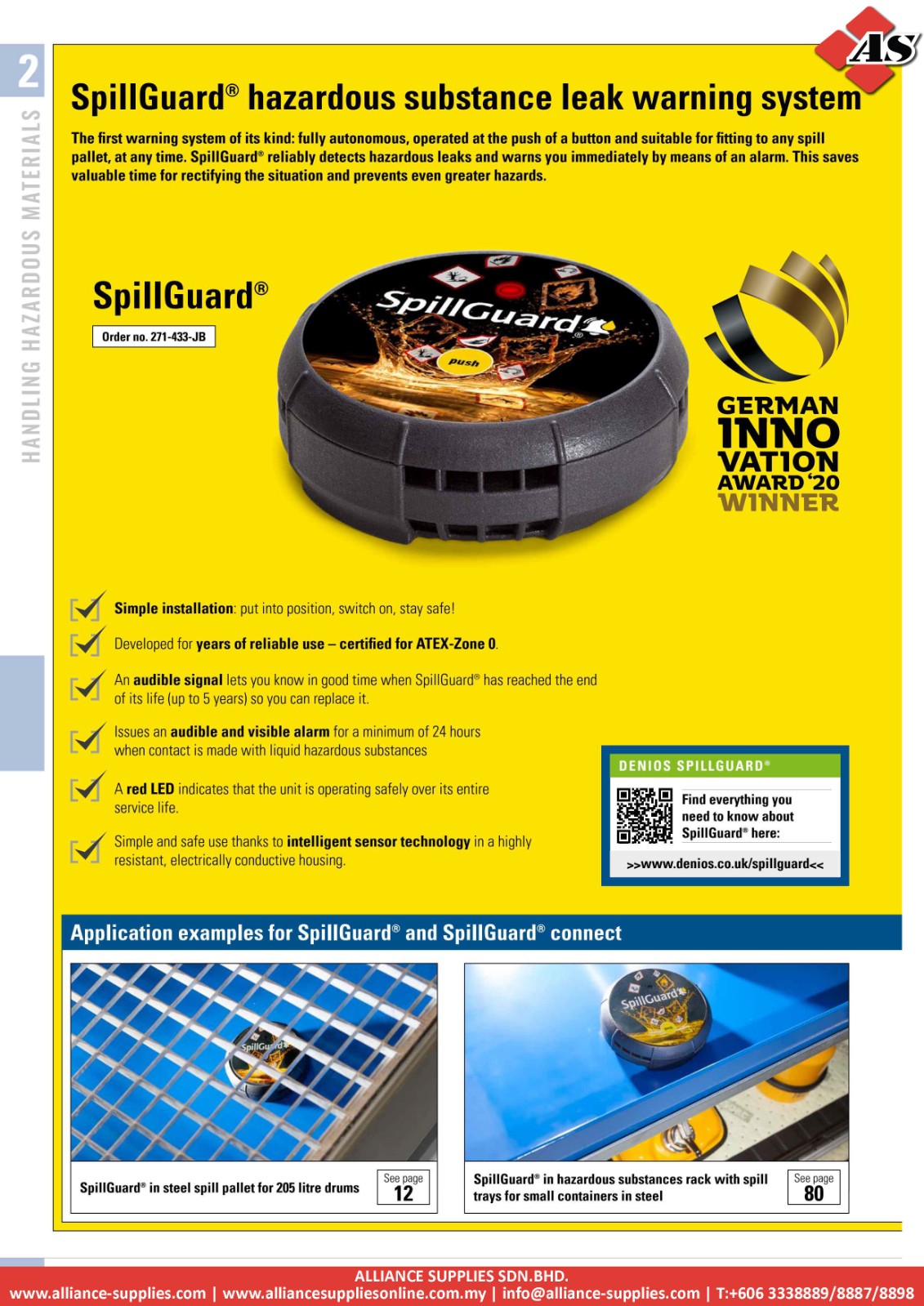 DENIOS SpillGuard Hazardous Substance Leak Warning System DENIOS ...
