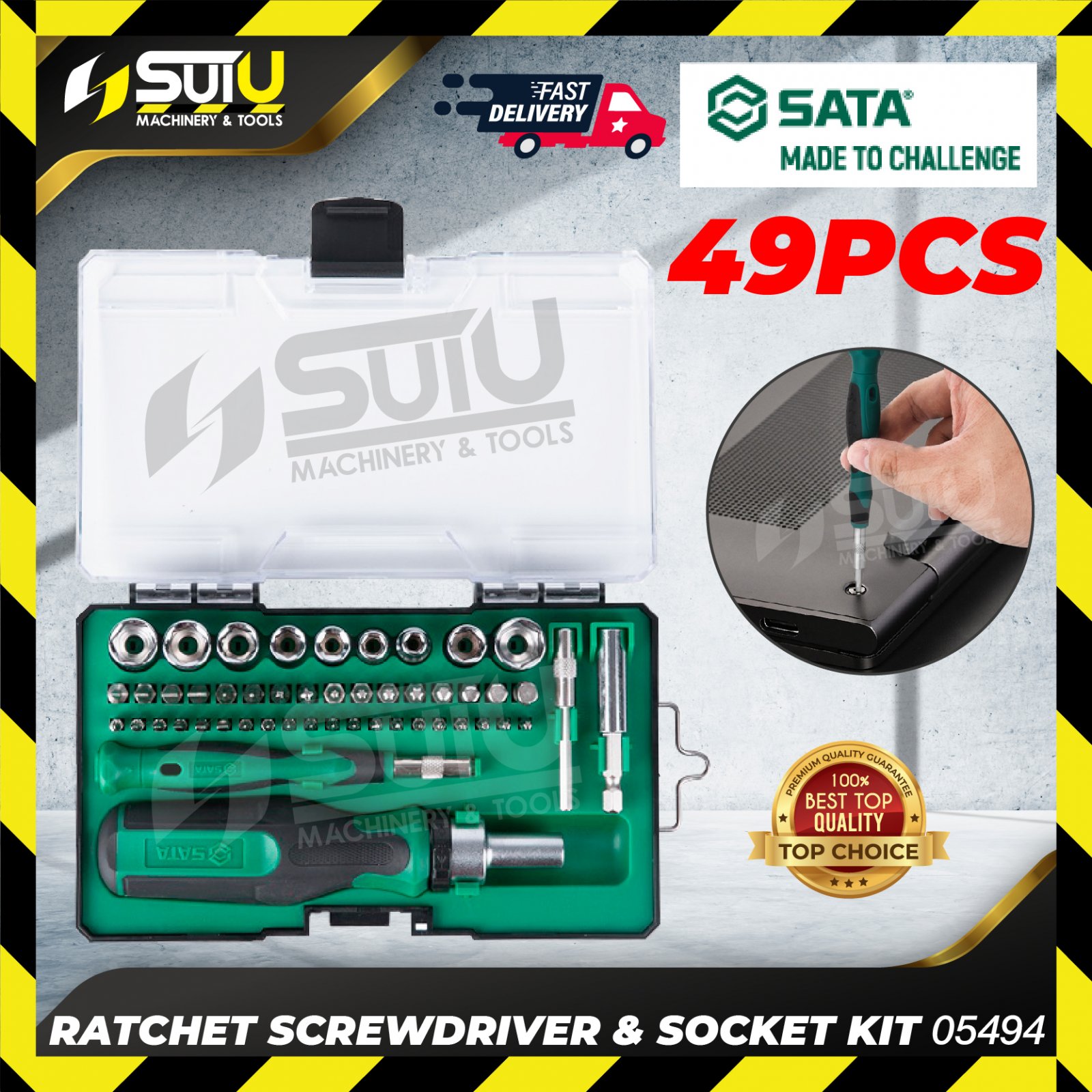 SATA 05494 49PCS Ratchet screwdriver & Socket Kit Screwdriver & Nut ...