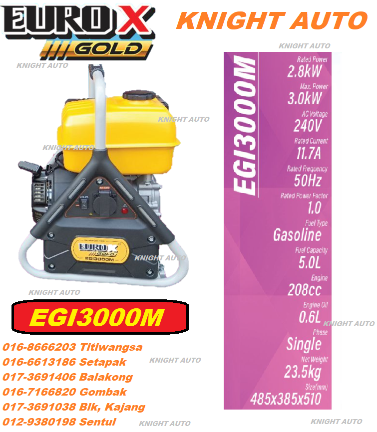 EUROX GOLD EGI3000M GASOLINE INVERTER GENERATOR Eurox , Europower ...