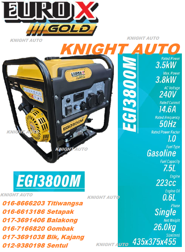 EUROX GOLD EGI3800M GASOLINE INVERTER GENERATOR Eurox , Europower ...