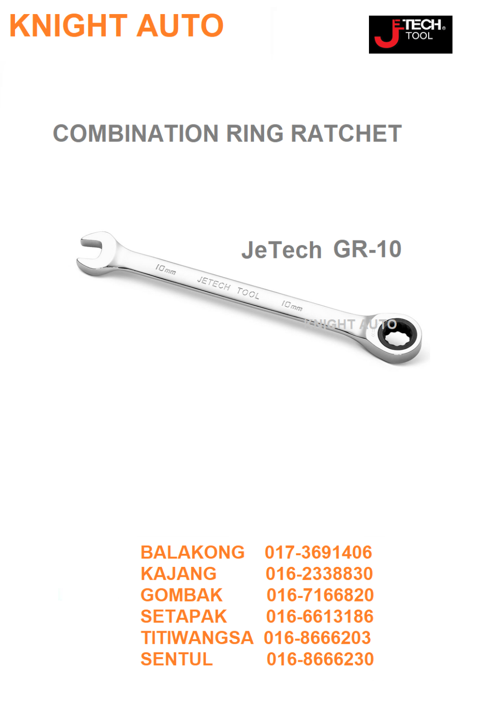 Jetech 10mm Gear combination wrench ratchet GR-10 ID36190 Ratchet ...