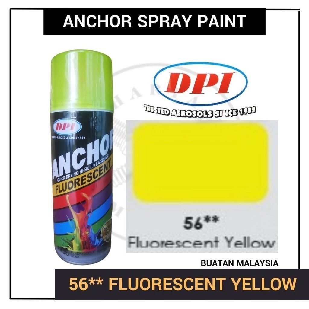 ANCHOR SPRAY PAINT 56 56** Fluorescent Yellow 400ML Bike Motorcyle ...