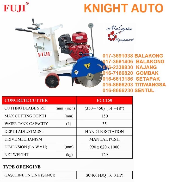 FUJI FCC150 Concrete Cutter Gasoline Engine SENCI SC460FBQ 16hp Manual ...