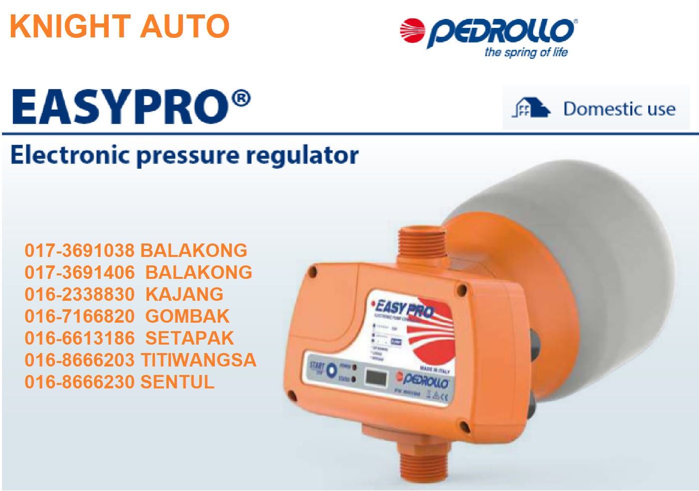 Pedrollo EasyPro Automatic Pressure Control Max. Current 16A, Starting ...