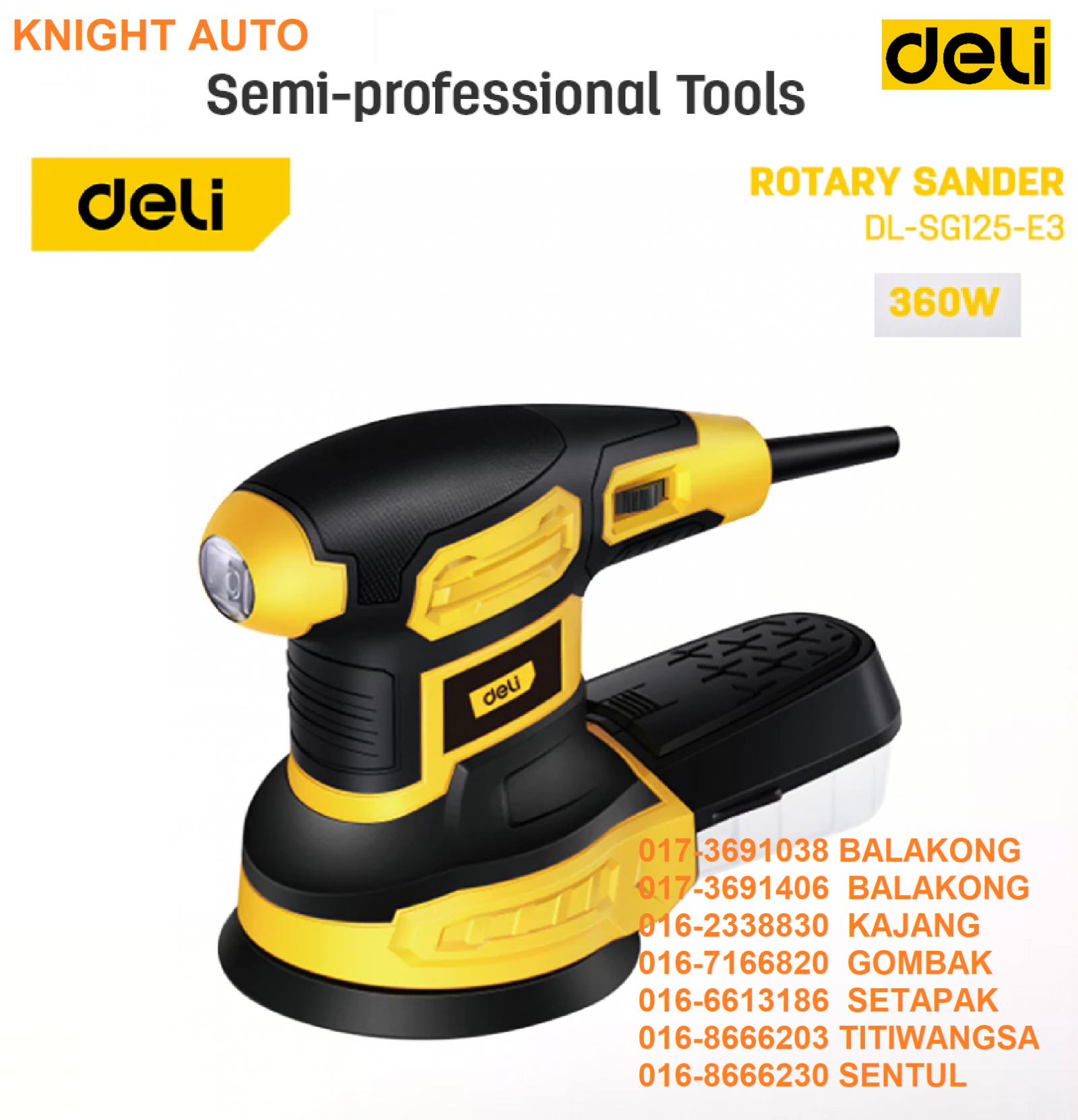 DELI DL-SG125-E3 Rotary Sander 125mm 360W 240V 12000RPM L007 Sander ...