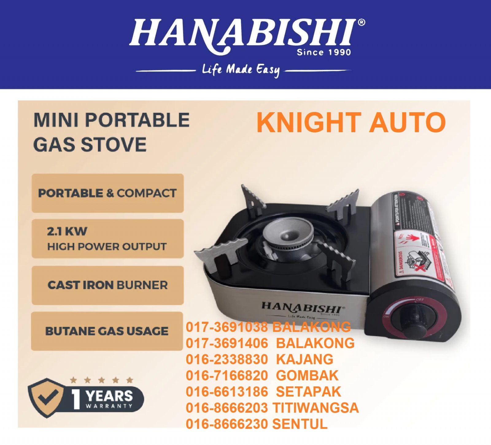Hanabishi HG512 Mini Portable Gas Stove 2.1kW ID38046 B006 Food Machine ...