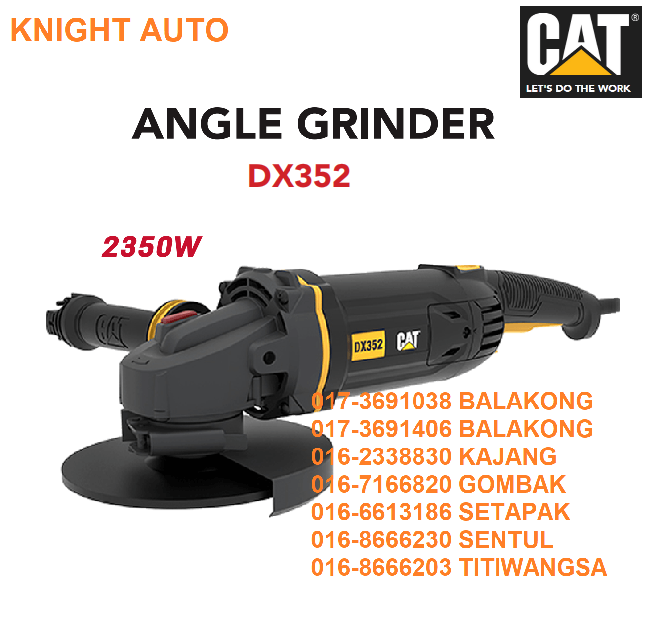 CAT DX352 Angle Grinder 2350W 180mm M14 240V 8500r/min L007 Angle ...