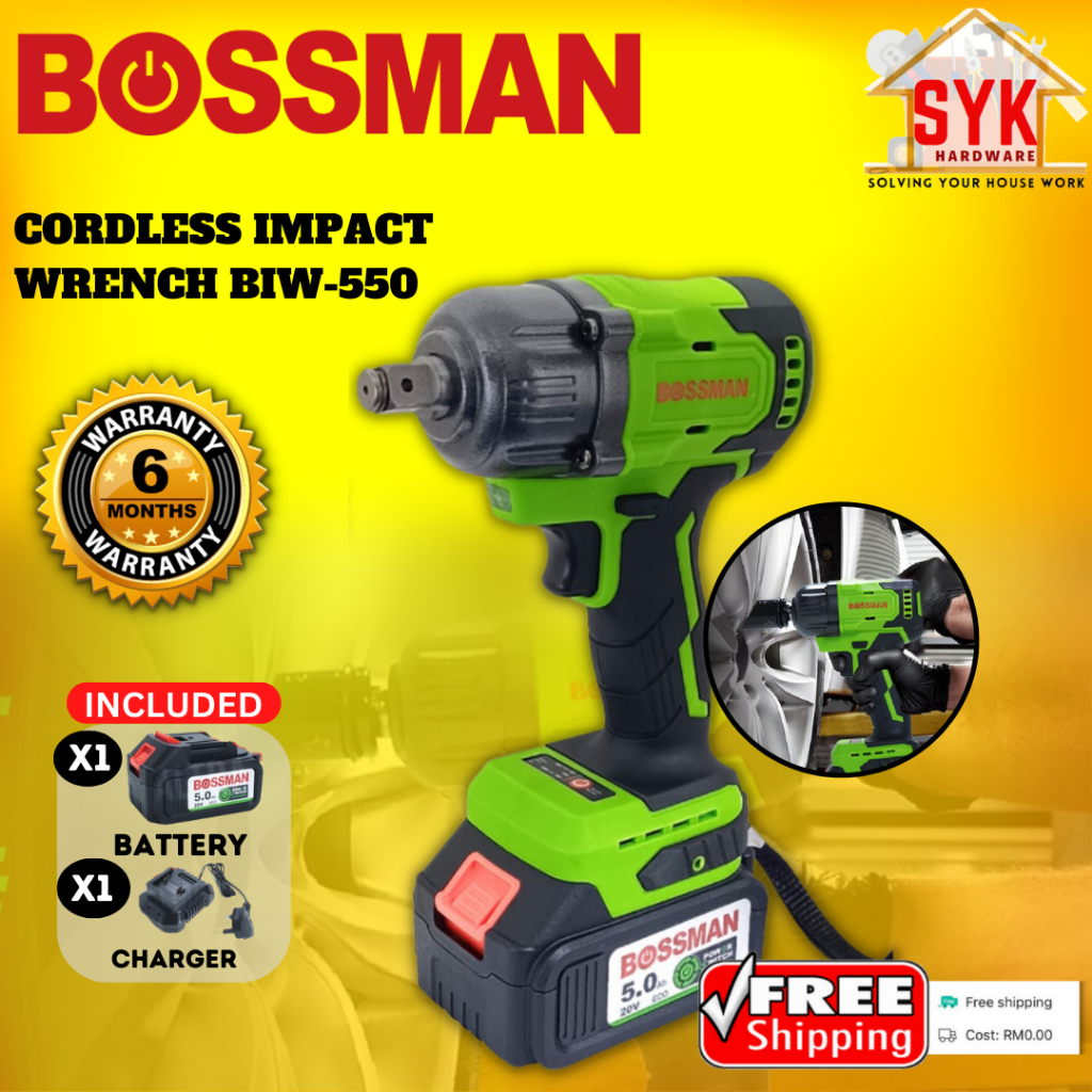 SYK Bossman BIW550 Cordless Impact Wrench Brushless Motor Machine ...
