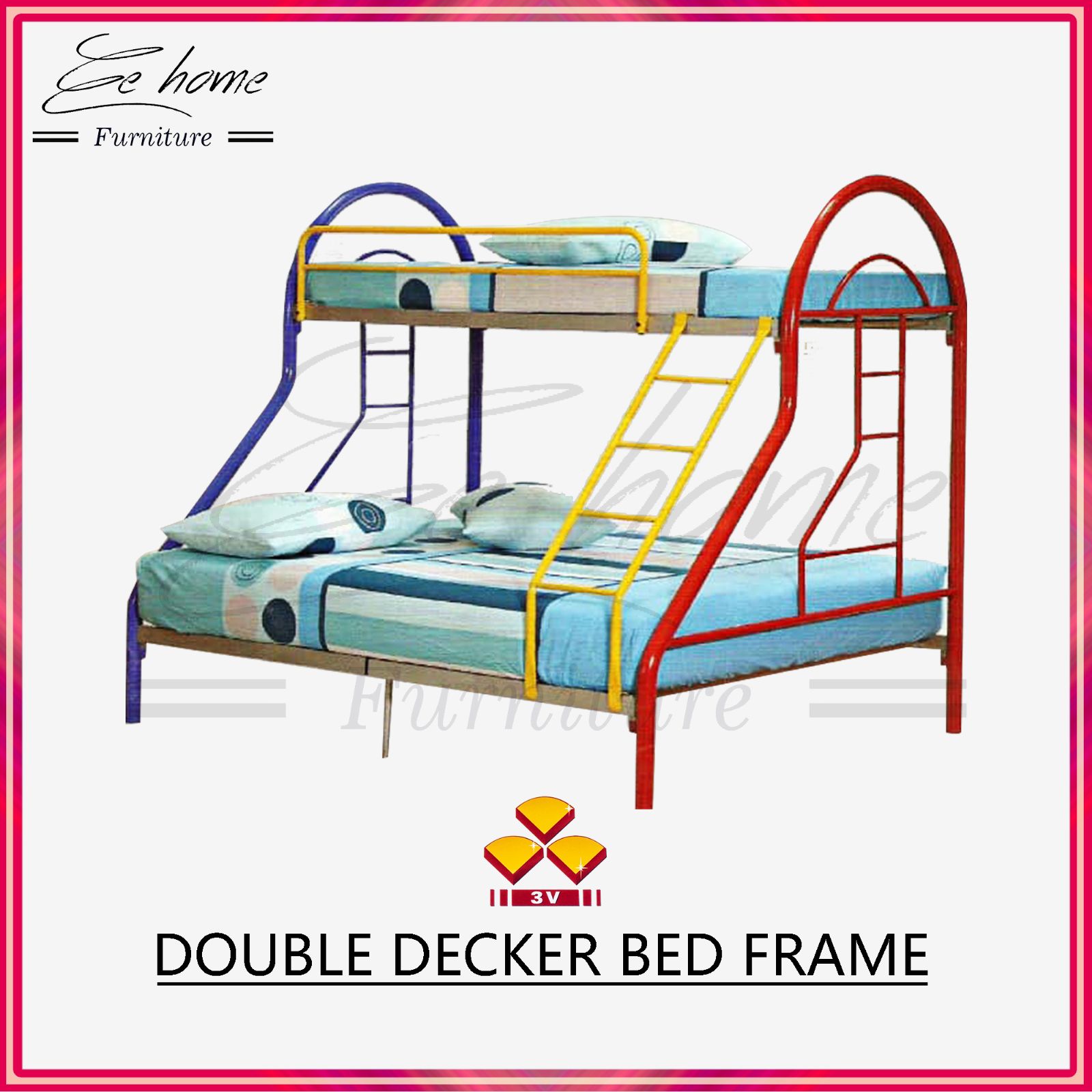 3V Colorful Bunk Bed Double Decker Bed Frame Loft Bed Katil Besi Atas ...