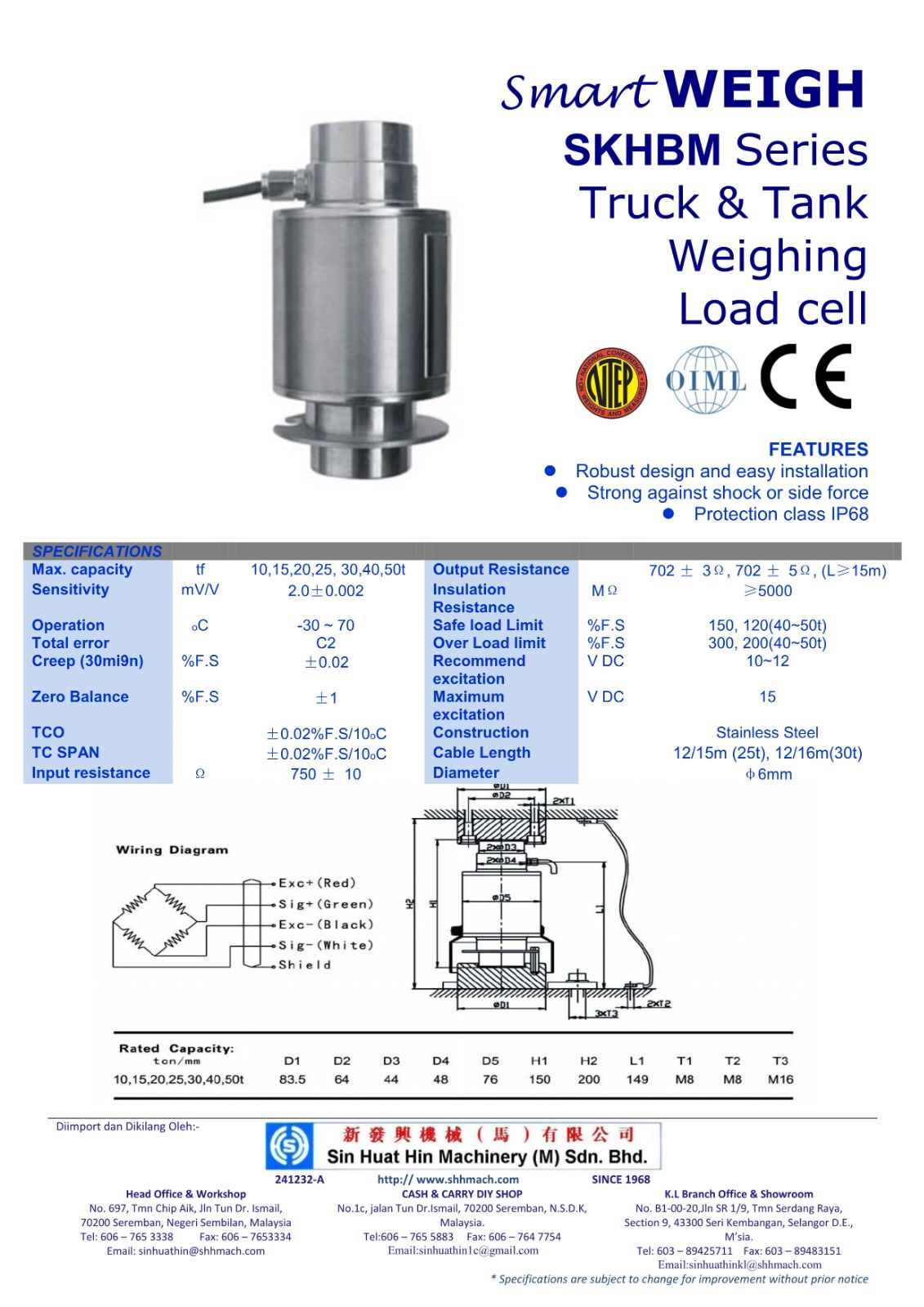 SmartWEIGH SKHBM Series Load Cell | Sel Beban Penimbang Lori & Tangki ...
