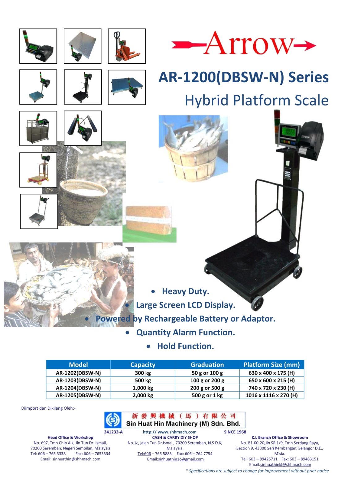 Arrow AR-1200(DBSW-N) Series Hybrid Platform Scale | Industrial ...